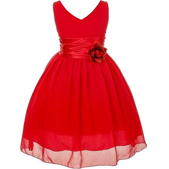 Bny Corner | Dresses | Flower Girl Chiffon Dress 82 V Neck Tea Length ...